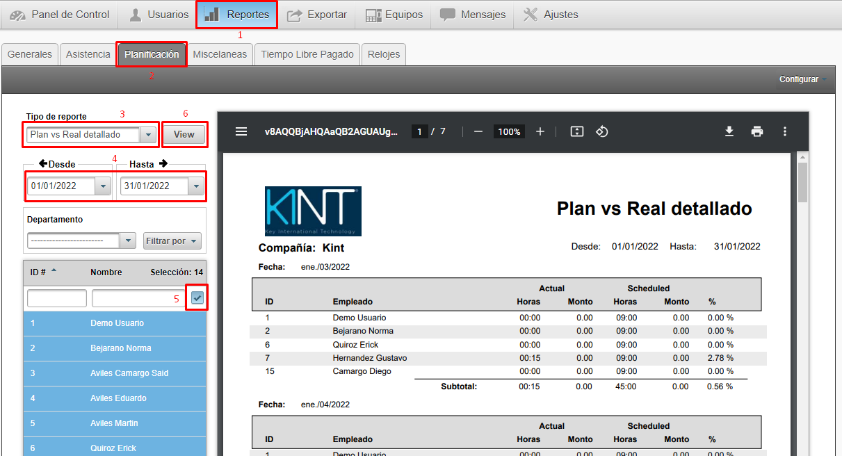 Reportes de Planificación: Plan vs Real detallado – KEY INTERNATIONAL ...